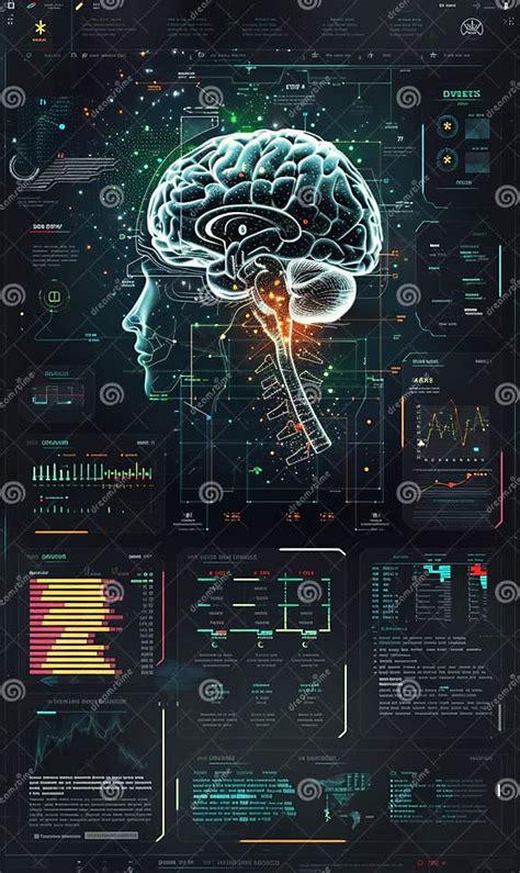 Brain Scanning Hologram On Digital Screen Interface Neural Network And Neurology Science