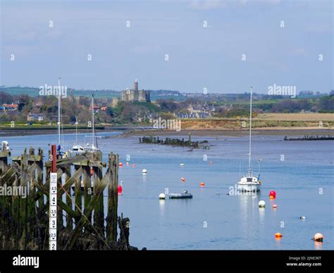 Amble Harbour Looking Towards Warkworth And Castle April 2022 Stock