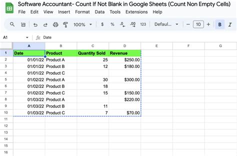 Count If NOT Blank In Google Sheets Count Non Empty Cells
