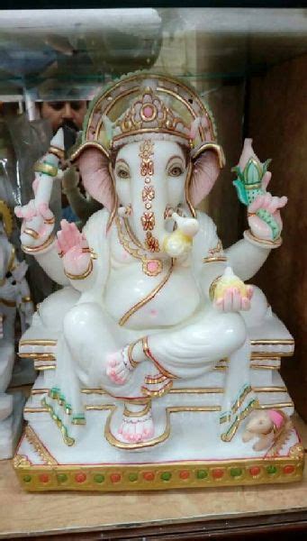 Polished Marble Ganesh Statue For Garden Home Office Shop