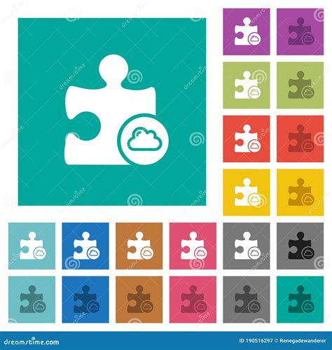 Cloud Plugin Square Flat Multi Colored Icons Stock Vector
