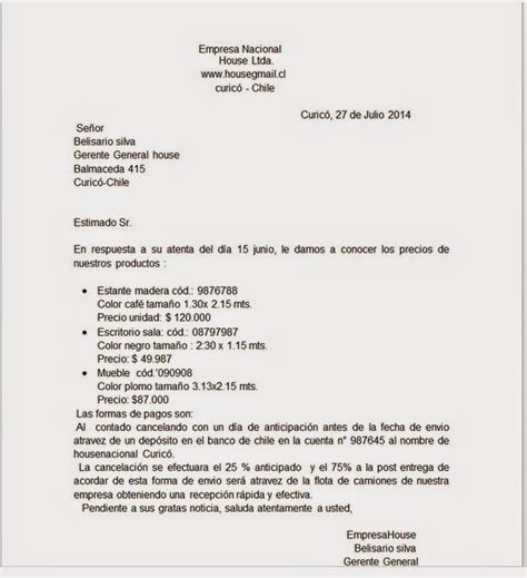 aprendiendo redacto carta de cotización
