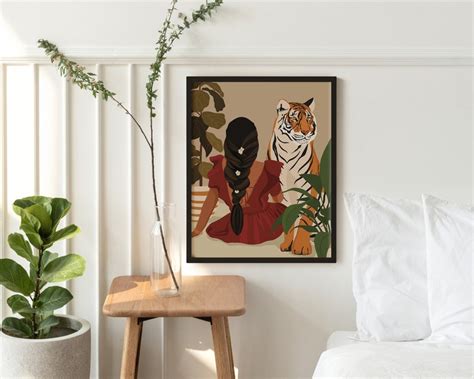 Indian Baddie Art Indian Art Indian Woman With Tiger Art Etsy