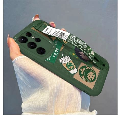 三星s24手機殼 腕帶小丸子 Galaxy S24ultra 高級感 咖啡標籤 新款創意 S23fe卡通 S23防摔 蝦皮購物
