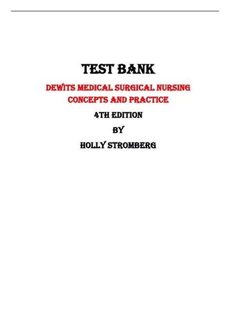 Dewits Medical Surgical Nursing Concepts And Practice 4th Edition Test