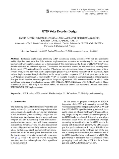 pdf g729 voice decoder design
