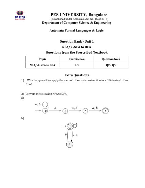 05 Nfa To Dfa Automata Formal Languages And Logic Practice Questions