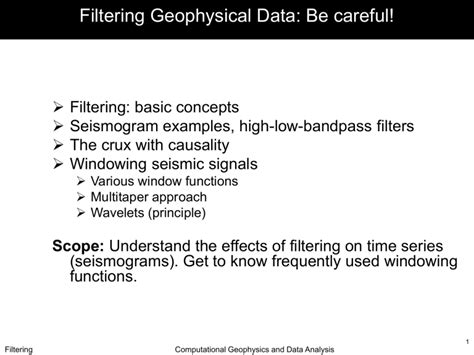 Filtering Geophysical Data Be Careful