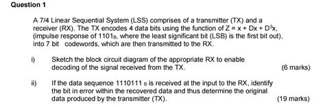 question 1 a 7 4 linear sequential system lss