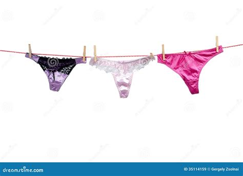 A Cuecas Das Mulheres Na Corda Imagem De Stock Imagem De Branco Roxo
