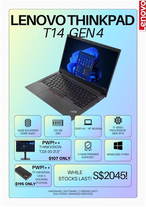 Slashed Price Lenovo Thinkpad T14 Gen 4 I7 13th Gen 16gb 512gb Ssd Win 11 Pro