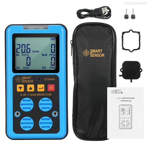 Smart Sensor 4 In 1 Gas Monitor Rechargeable Portable Gas Detector H₂s O₂ Co And Lel Multi Gas