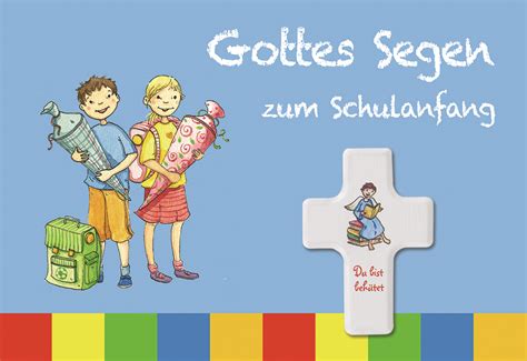 Glückwunschkarte mit Segenskreuz Gottes Segen zum Schulanfang