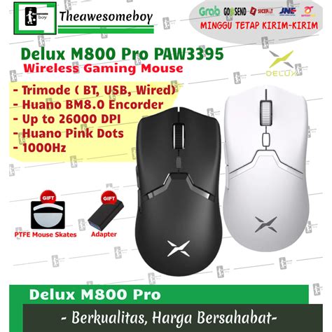 Jual Delux M800 Pro Gaming Mouse 24g Wireless Wired Rgb Light Paw