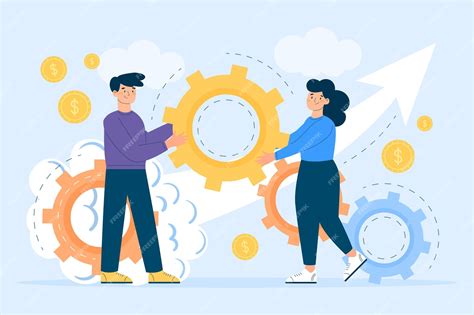 일러스트 비즈니스 프로젝트를 시작하는 사람들 무료 벡터