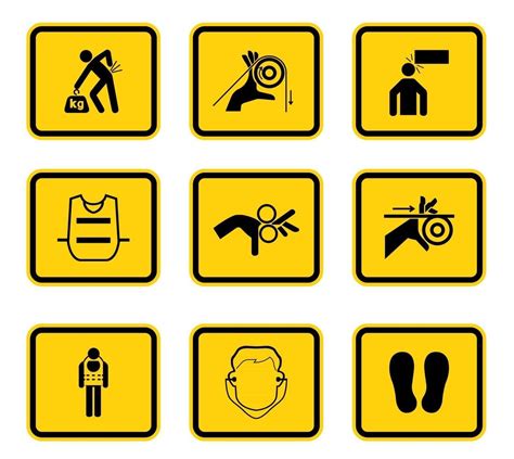 Warning Hazard Symbols Labels Sign Isolated On White Background Vector Illustration