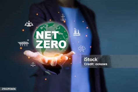 Net Zero 아이콘 탄소 중립 및 Esg 개념 온실가스 순배출 제로 온실가스 배출 목표 기후 중립 배경 주위에 에코 그린