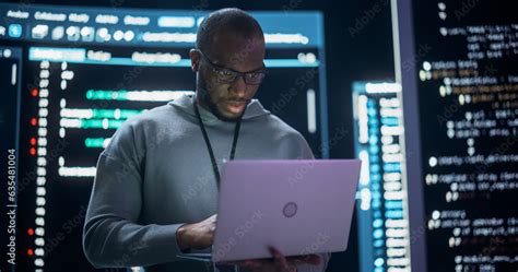 Portrait Of Professional Programmer Developing A Big Data Interface