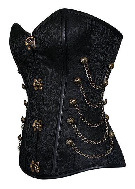 Charmian Women S Steampunk Gothic Spiral Steel Boned Brocade Waist Cincher Overbust Corset With