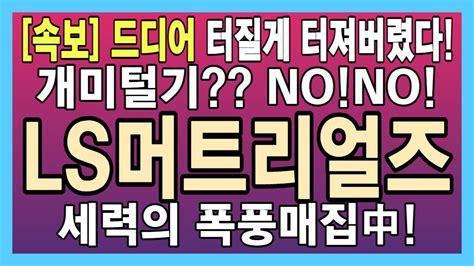 ※ls머티리얼즈※ 긴급속보 터질게 터져버렸다 세력의 폭풍매집중 Youtube