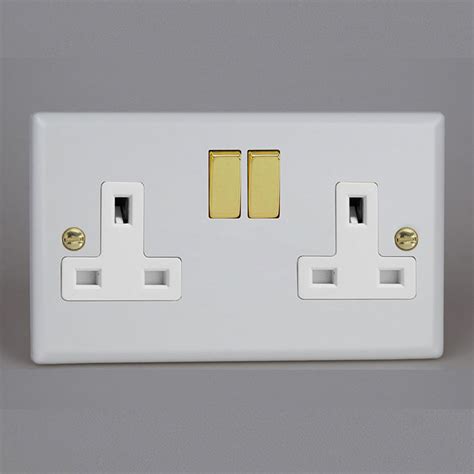 Revive Twin Plug Socket Matt White Brass Rv2pmw