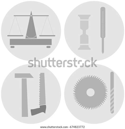 Set Tool Labels Scales Ax Hacksaw Stock Vector Royalty Free 674823772 Shutterstock