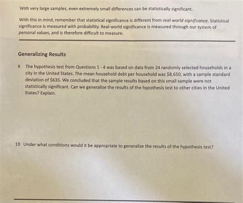 Solved Statistical Vs Practical Real World Significance