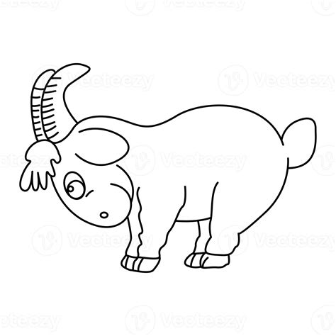 Goat Outline Vector Cartoon Design On Transparent Background PNG