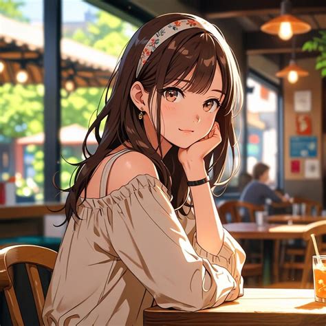 Create An Animestyle Illustration Of A Young And Beautif Premium Ai