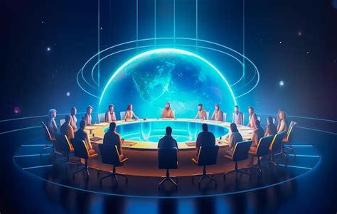 Premium AI Image People Are Sitting At A Round Table In Front Of
