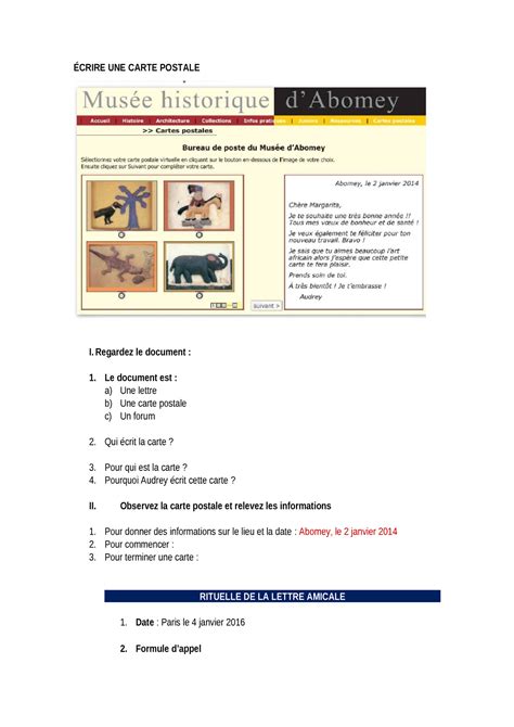 Activit Crite Une Carte Postale Crire Une Carte Postale I