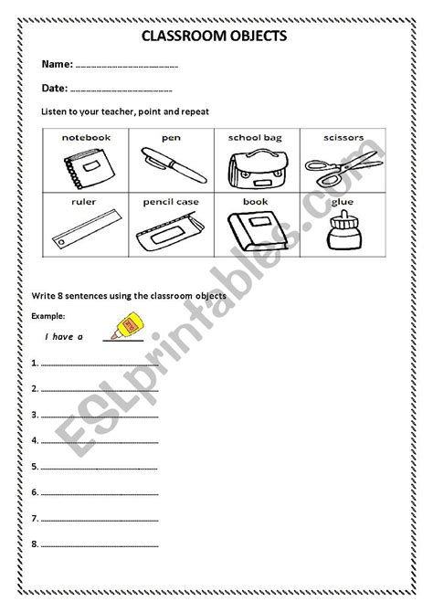 Classroom Objects Esl Worksheet By Alexivan100