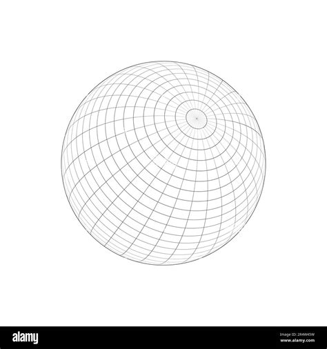3d Sphere Wireframe Icon Isolated On White Background Orb Model Spherical Shape Grid Ball