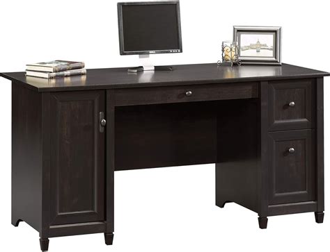 Pemberly Row Contemporary Computer Desk In Estate Black With Keyboard