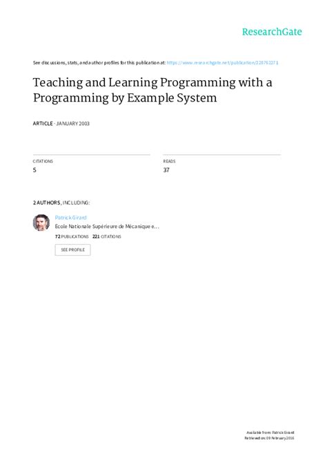 Pdf Teaching And Learning Programming With A Programming By Example