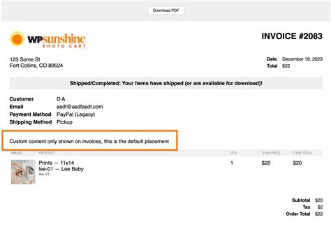 How To Customize Invoices Client Gallery Help For Sunshine Photo Cart