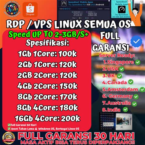 Jual RDP VPS BULANAN Windows Ubuntu Debian Full Root Full