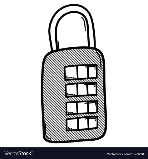 Lock With Password Doodle Icon Drawing Sketch Vector Image