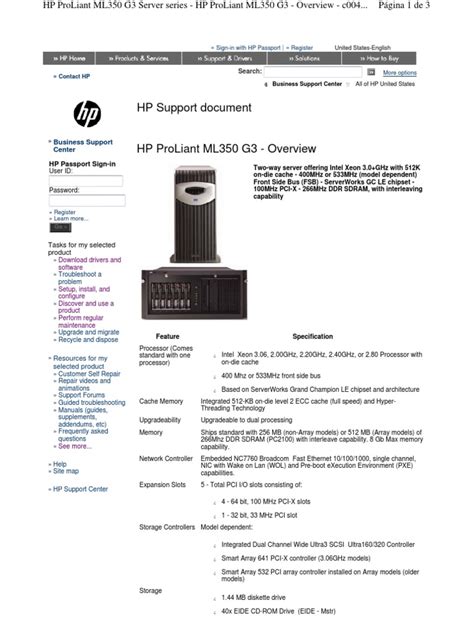 Hp Proliant Ml350 G3 Pdf Electronics Digital Electronics