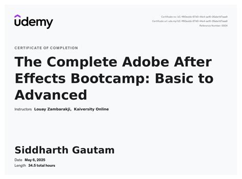 Udemy Course Completion Certificate Siddharth Gautam