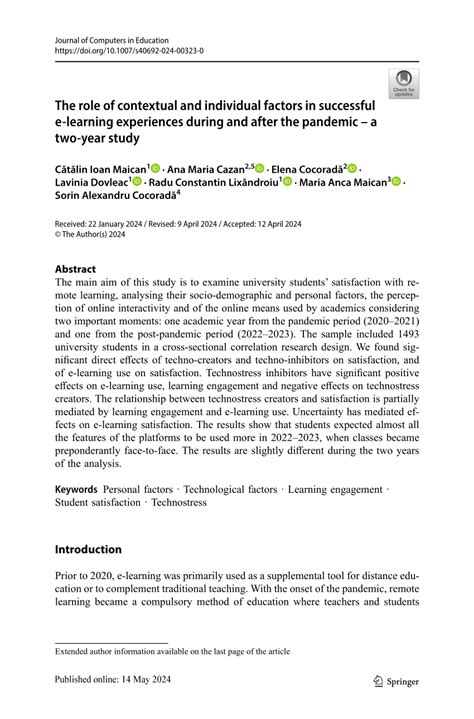 Pdf The Role Of Contextual And Individual Factors In Successful E