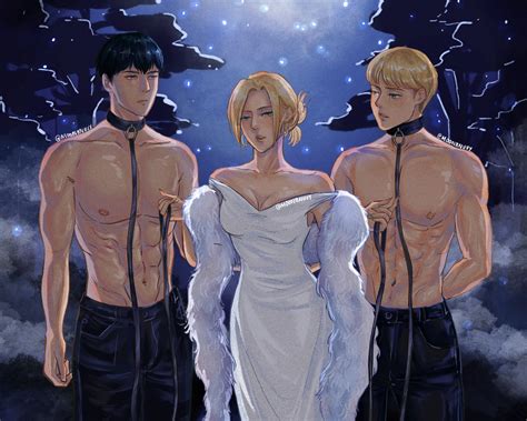 Rule 34 1girls 2boys Abs Annie Leonhardt Armin Arlert Attack On Titan