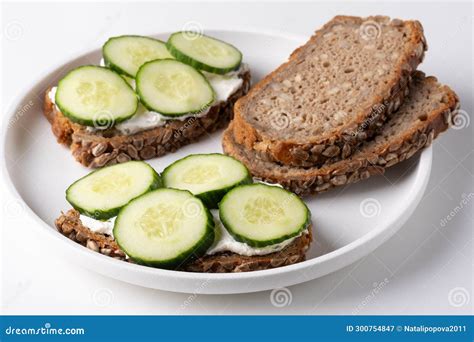 Rye Bread With Cream Cheese And Cucumbers Whole Grain Rye Bread With