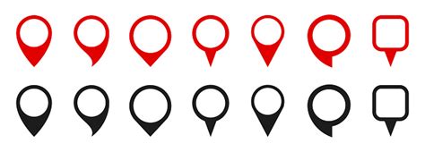 빨간색과 검은 색 핀지도 마커 포인터 아이콘 Gps 위치 평면 기호벡터 설정 0명에 대한 스톡 벡터 아트 및 기타 이미지 0