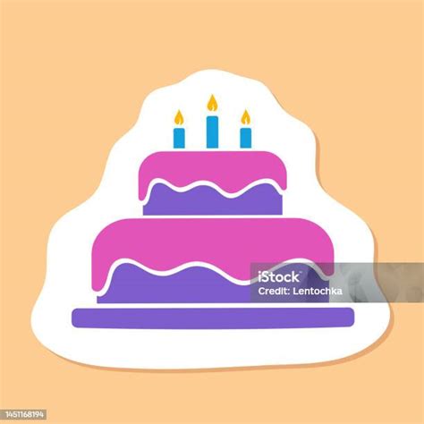 생일 장식 스티커 세 개의 파란색 양초 어린이 파티 기호 카페 빵집 벡터 일러스트 레이 션에 대 한 간단한 디자인 요소 보라색에 대한 스톡 벡터 아트 및 기타 이미지