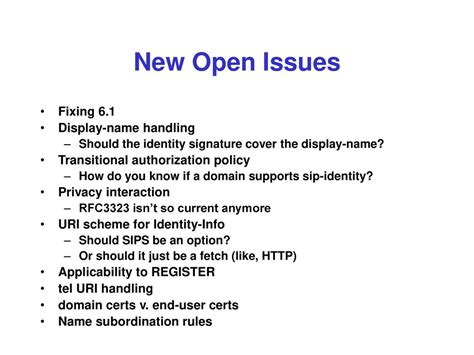 Sip Identity 04 Added New Response Codes For Various Conditions Ppt