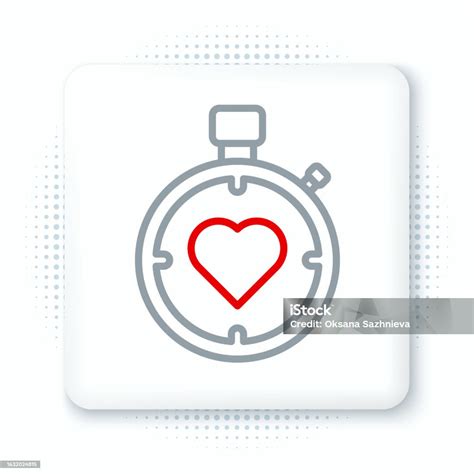 흰색 배경에 격리 된 중앙 스톱워치 아이콘의 라인 하트 발렌타인 다채로운 개요 개념 벡터 2 위 상 종류에 대한 스톡 벡터 아트 및 기타 이미지 Istock