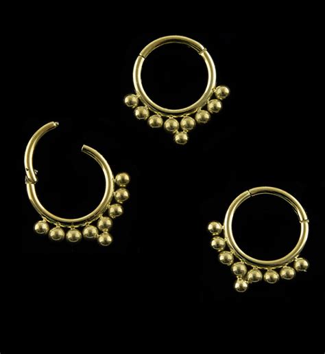 Gold Pvd Beaded Stacked Hinged Segment Ring