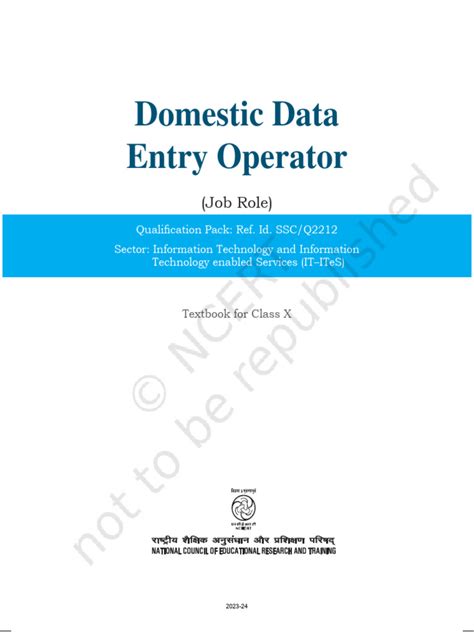 Domestic Data Entry Operator English Class 10 Pdf Vocational