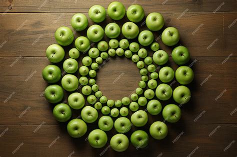 Premium Photo Green Apples Arranged In A Fibonacci Spiral On A Wooden